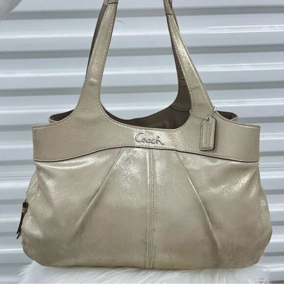 Coach | Bags | Coach Shimmer Champagne Leather Carryall Tote Gallery ...